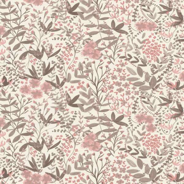 PAPIER PEINT FLEURS ROSES - TAUPE & ROSE - FLORAL - RASCH - Domaine Sol ...